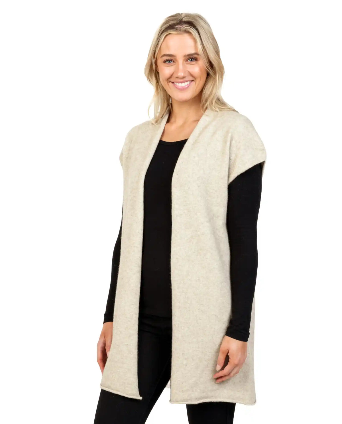 Natural Possum Merino Wool Long Vest NZ Online — Gorgeous Creatures
