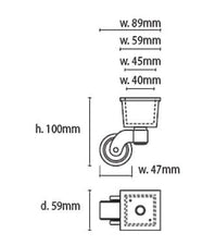 Square Cup Caster Wheel Brass 45mm — Gorgeous Creatures