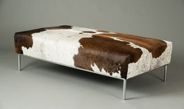 Modern Cowhide Ottoman With Metal Base — Gorgeous Creatures